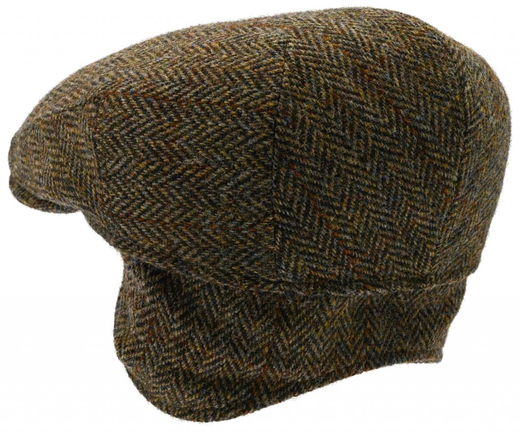 Flat Cap - CTH Ericson Spencer Harris Tweed Earflap Cap (green)